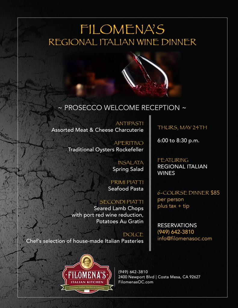 Filomena's Regional Italian Wine Dinner - Newport Beach Chamber of Commerce