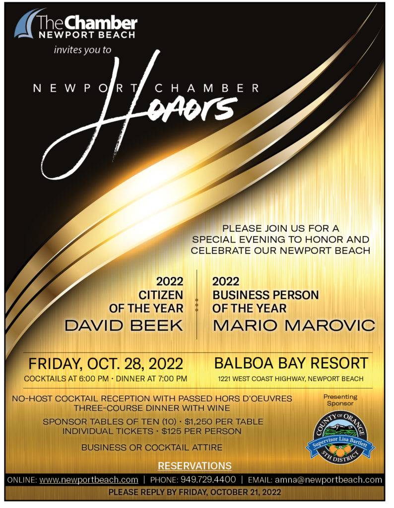 2022 Newport Chamber Honors - Citizen of the Year David Beek and ...