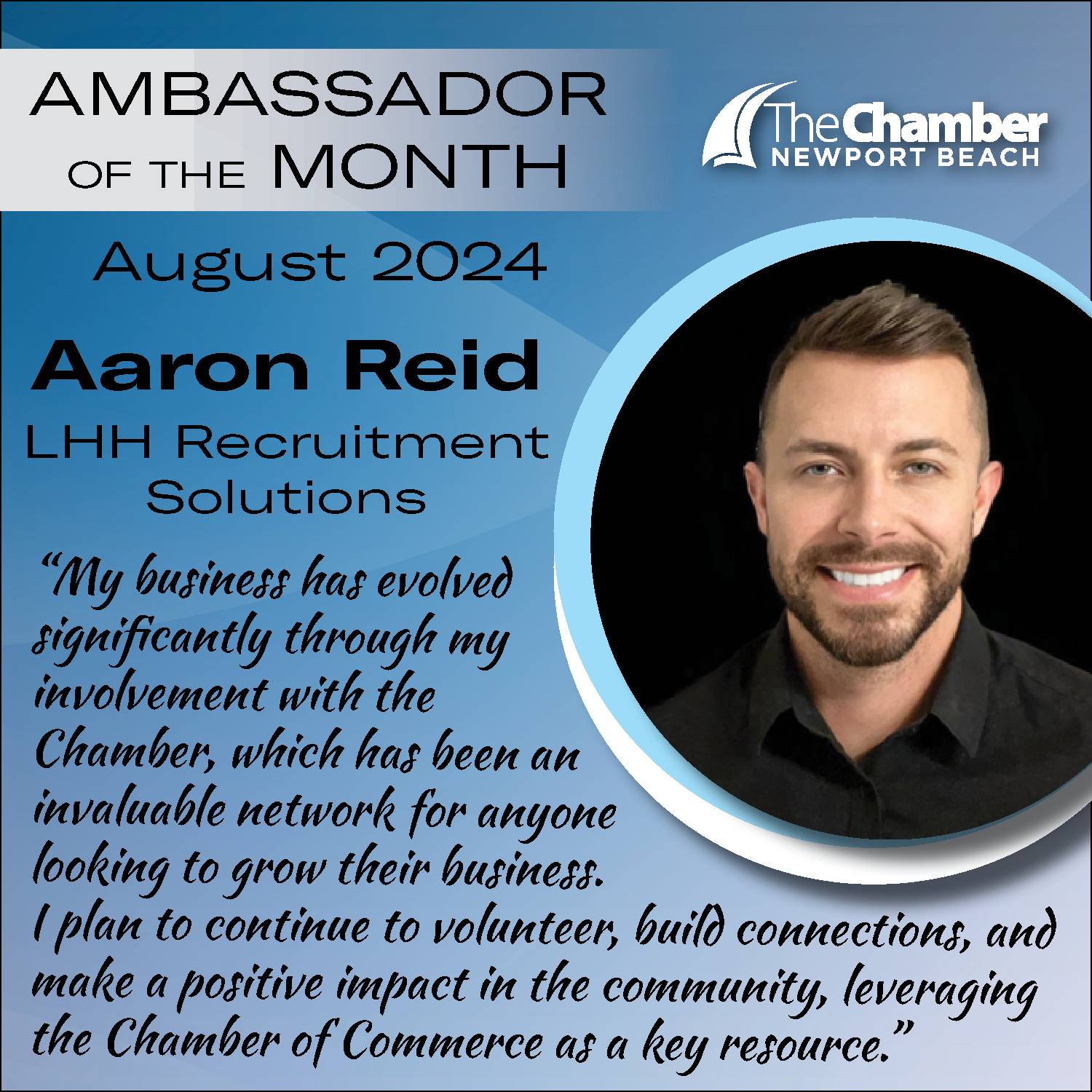 August 2024 Ambassador of the Month - Aaron Reid - Newport Beach ...