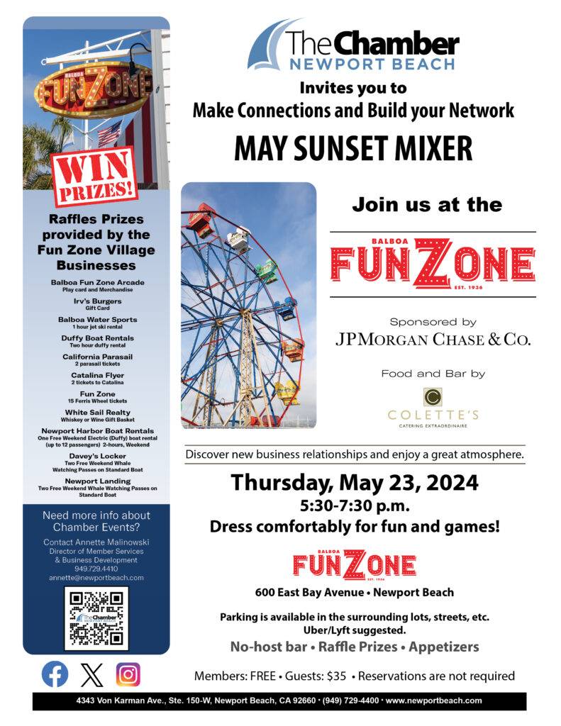 May 2024 Sunset Networking Mixer - Balboa Fun Zone - Newport Beach ...